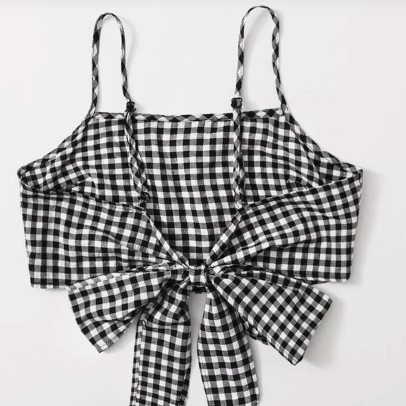 SHEIN | Tops | Shein Gingham Tie Back Crop Top | Poshmark